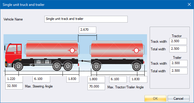 Vehicle Dimension dialog