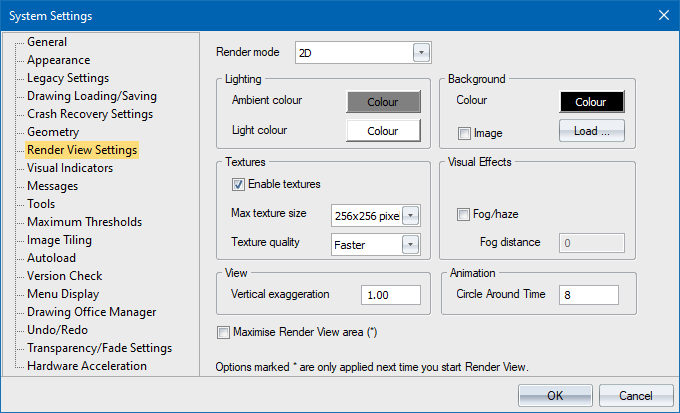 System Settings - Render View Page