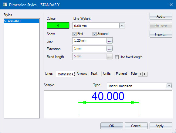 Dimension Styles - Witnesses Page