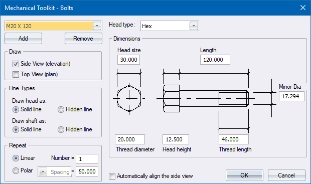 Mechanical Bolts Dialog
