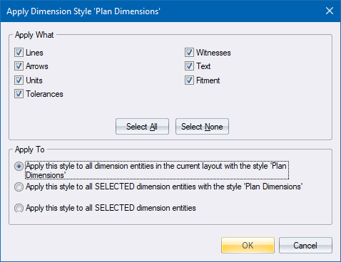 Dimension Style Apply Dialog